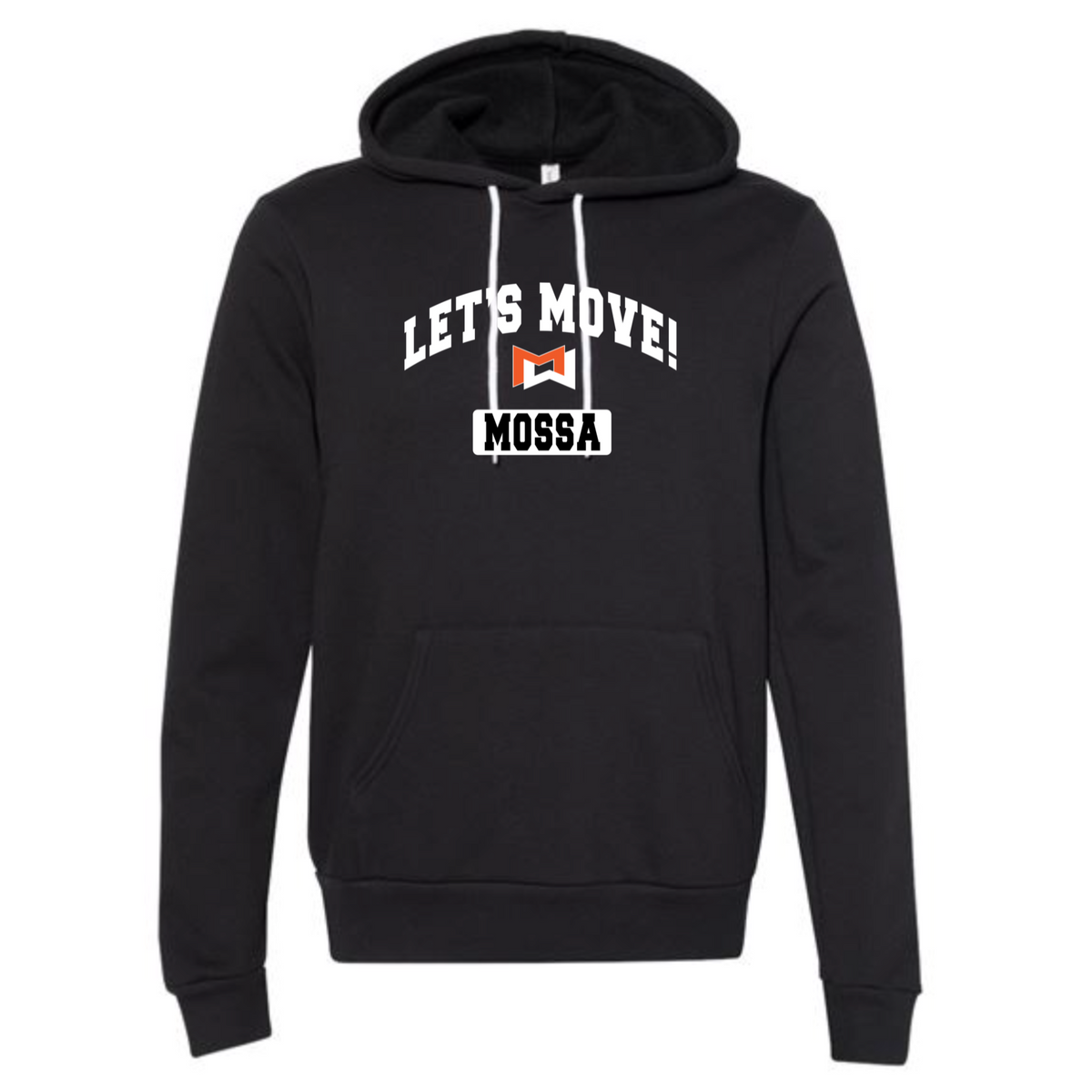 MOSSA Unisex Bella + Canvas Hoodie (black) - LET'S MOVE Collegiate Log