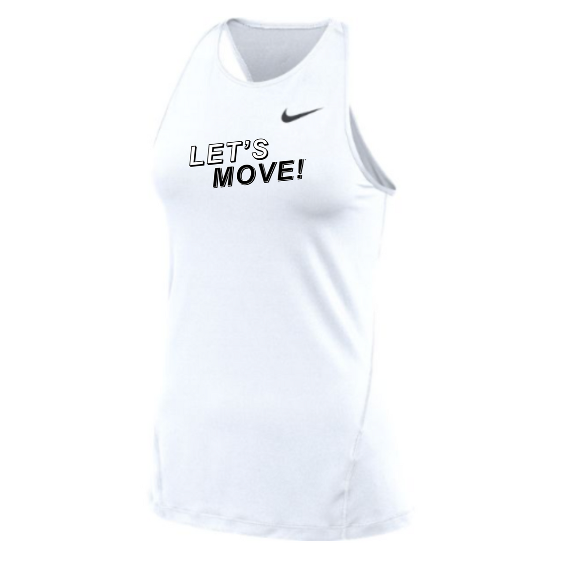 MOSSA Nike Women's All Over Mesh Tank (White) - LET'S MOVE Drop Outlin