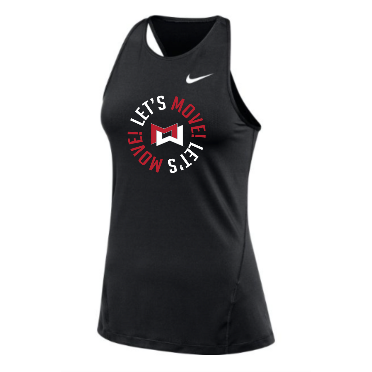 MOSSA Nike Women's All Over Mesh Tank (black) - Power LET'S MOVE Circl