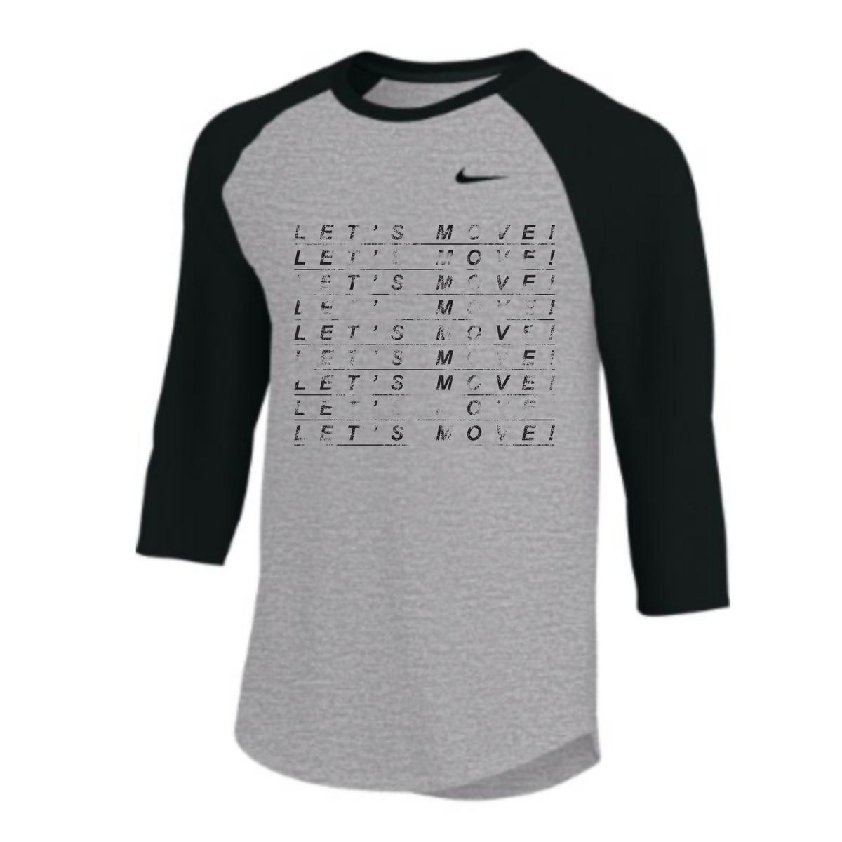 MOSSA Nike Unisex LET'S MOVE Vintage Repeat Logo 3/4 Sleeve Raglan Tee