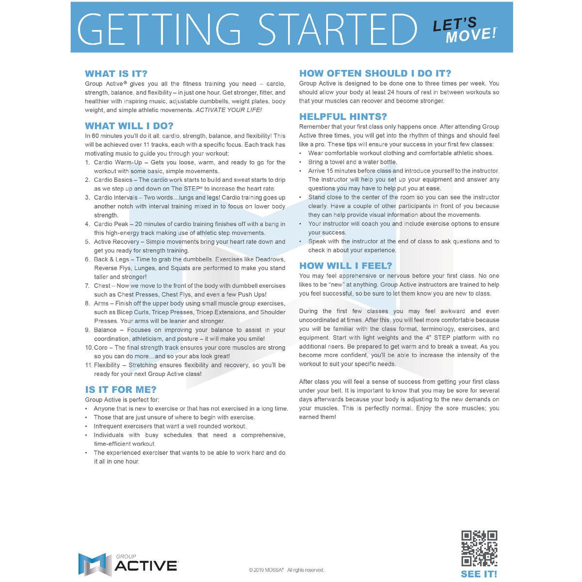 Group Active Getting Started Sheets – MOSSA