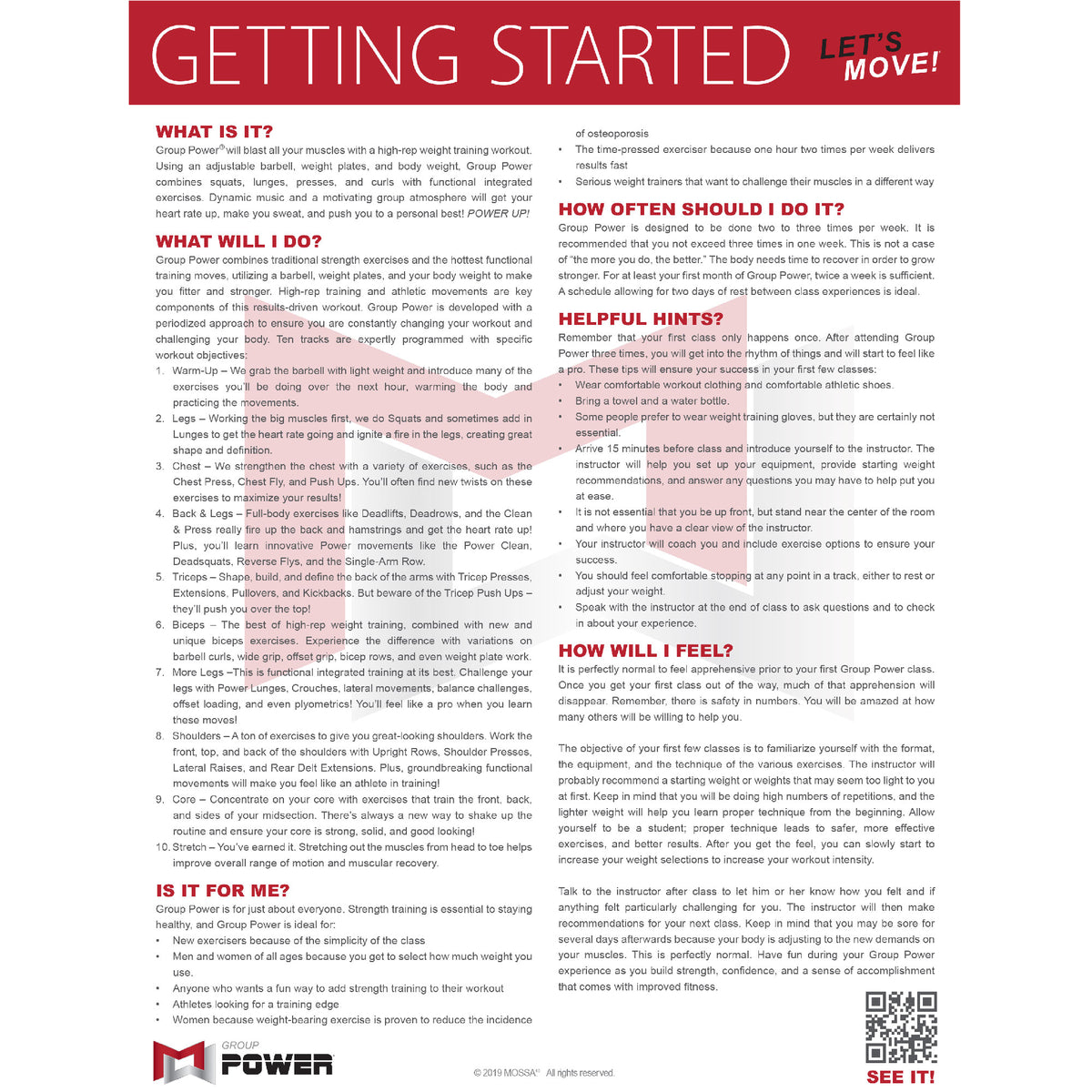 Group Power Getting Started Sheets – MOSSA
